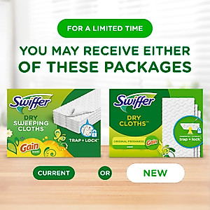 Swiffer Sweeper Dry Sweeping Pad Refills, Hardwood Floor Mop Cleaner Cloth Refill, Gain Scent, 32 Count