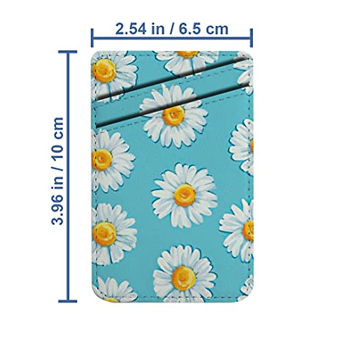 Pack of 2 - Cellphone Stick on Leather Cardholder ( Beautiful Summer Daisies Flowers Pattern Pattern ) ID Credit Card Pouch Wallet Pocket Sleeve