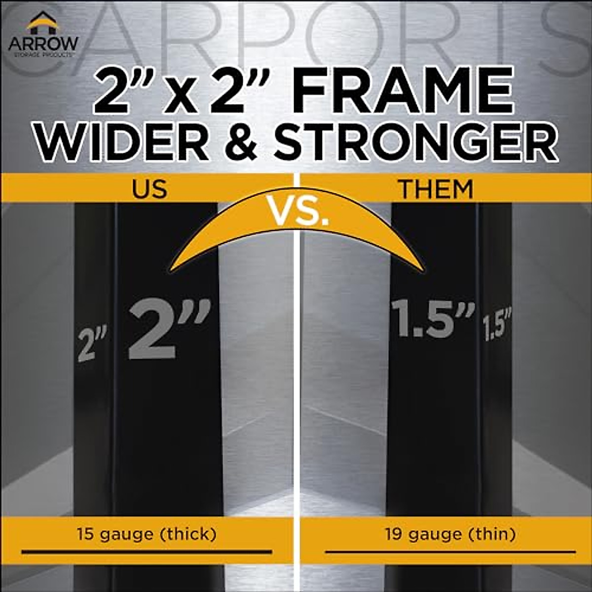 Arrow Shed 10' x 15' x 7' Carport Car Canopy with Galvanized Steel Horizontal Roof, Garage Shelter for Cars and Boats, Eggshell