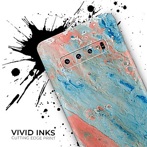 DesignSkinz Abstract Wet Paint Coral Blues Protective Vinyl Decal Wrap Skin Cover Compatible with The Samsung Galaxy S20 (Screen Trim & Back Glass Skin)