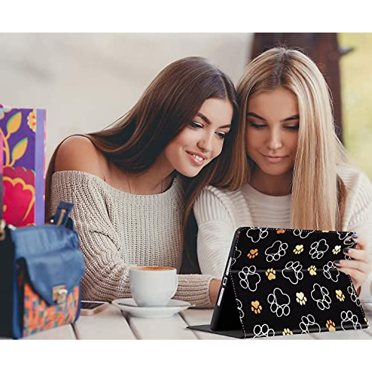 iPad Mini 6 Case, iPad Mini 2021 6th Generation Case Auto Sleep/Wake Multi-Angle Stand for iPad Mini 6th Gen 8.3 Inch , Cute Dog Paw Prints Gold White