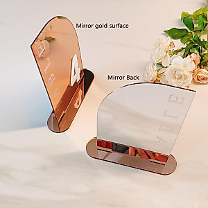 Acrylic Wedding Table Numbers,Semi-Arched Mirrored Acrylic Table Numbers for Centerpiece, Reception, Decoration, Party, Anniversary, Event (Number 1-15, Rose Gold Mirror)