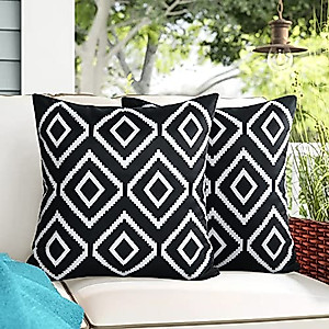 cygnus 18x18 Inch Black and White Outdoor Waterproof Pillow Covers Modern Geometry Decorative for Patio Furniture Outside Sunbrella Set of 2