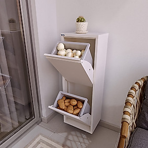 CEHA Metal Tilt-Out Multipurpose Cabinet with Hideaway Drawers- Durable Bathroom/Kitchen/Pantry/Kids' Room Organizer - Wall Mountable Versatile Separator, Double, 11" x 37" x 13", White