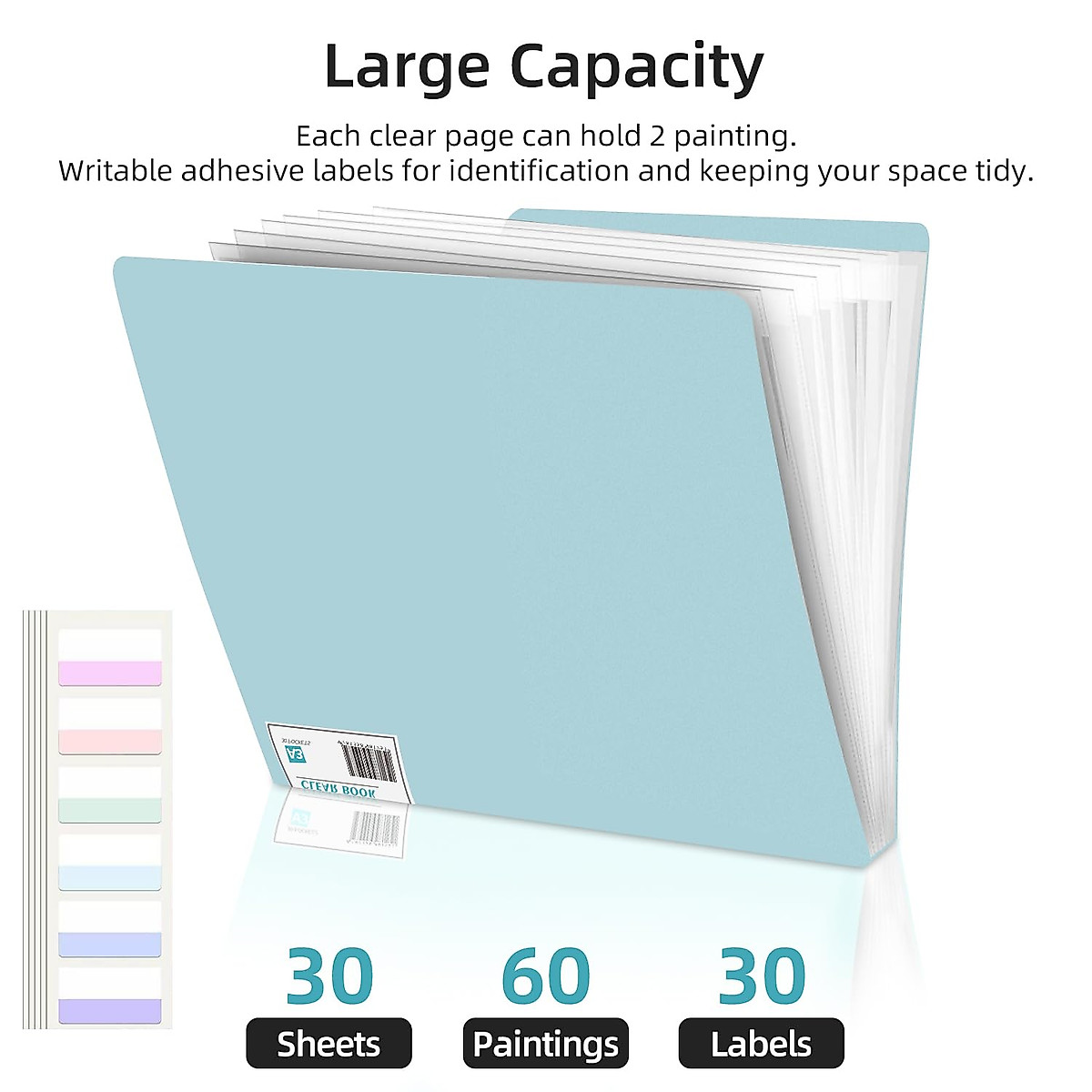A3 Diamond Painting Storage Book, 60 Views Art Portfolio Presentations Folder with 30 Pages Protectors, 17.3x12.8in
