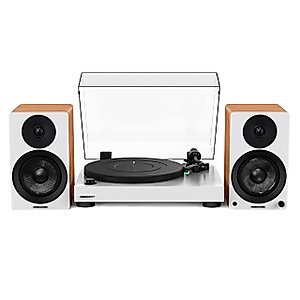 Fluance RT81 Elite High Fidelity Vinyl Turntable (White) with Ai41 Powered 5" Stereo Bookshelf Speakers (Lucky Bamboo), Diamond Stylus, Belt Drive, Built-in Preamp, 90W Class D Amplifier, Bluetooth