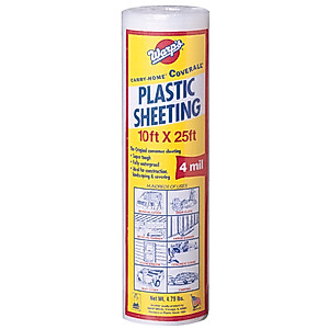 Warp Brothers SP-4CH10-C 4 Mil Carry Home Coverall Clear Plastic Sheeting, 10-Foot by 25-Foot
