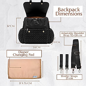 SEWBOO Diaper Bag BackPack Large Capacity Convertible Travel Back Pack lightweight Maternity Baby Changing Bag Waterproof and Stylish with Changing Pad Baby Bag for Mom and Girl