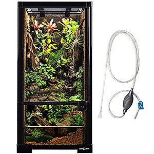 REPTIZOO 15 Gallon Full Glass Reptile Terrarium 12" x 12" x 24" Knock-Down Glass Tank and Siphon Gravel Cleaner Set, Small Habitat for Reptile Chameleon, Tree Frogs, Arboreal Geckos,Lizard