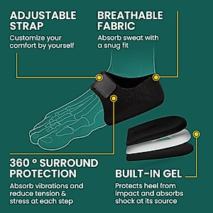 Welnove 2PCS Heel Protectors, Heel Pads, Heel Support for Heel Pain from Plantar Fasciitis - Heel Spur -Tendinitis- Cracked Heels (Women Sizes: 6-14. Men Sizes 7-13-Black)