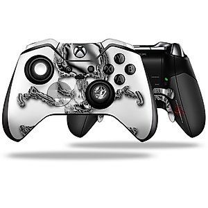 Chrome Skull on White - WraptorSkinz Decal Style Vinyl Skin Wrap compatible with XBOX One ELITE Wireless Controller (CONTROLLER NOT INCLUDED)