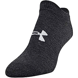 Under Armour Women's Essential 2.0 Lightweight No Show Socks, 6-Pairs, Black/White Assorted, Medium
