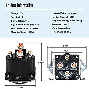 Holdia Winch Solenoid Relay Fit for Warn 12 Volt Heavy Duty 28396 15-487 440262 546-033 1231A WS487
