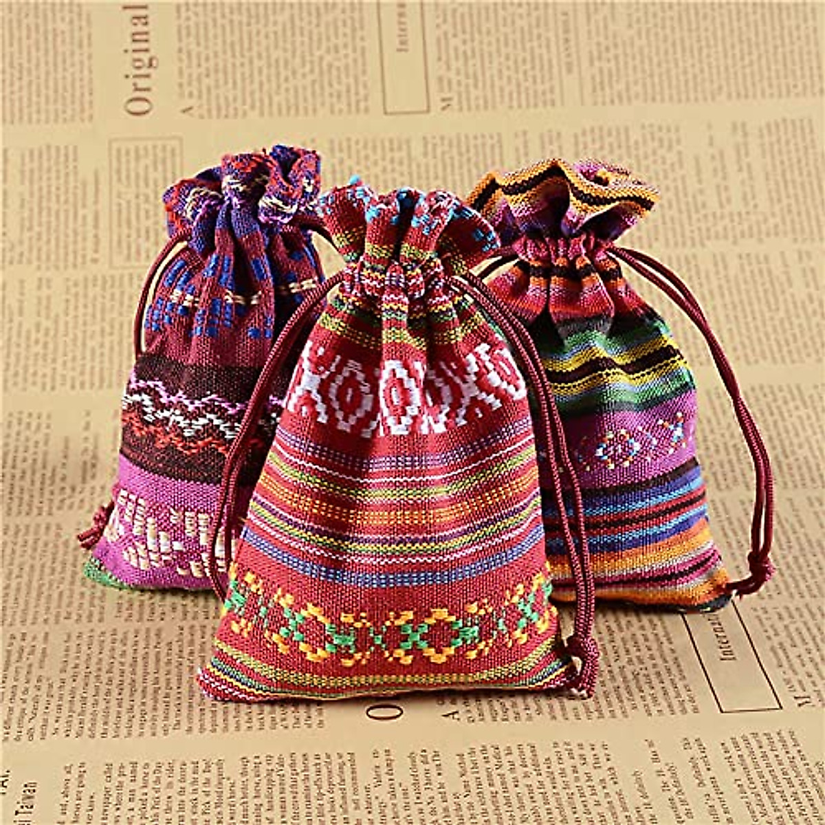 jianxun 25 Pack Mini Drawstring Gift Bag 3.9x5.5inch , Cotton Linen Jute Cloth Sack Muslin Bags for Fiesta Gift Bags Taco Llama Cactus,Mexican Themed Fiesta Party Decorations Wedding Party multi