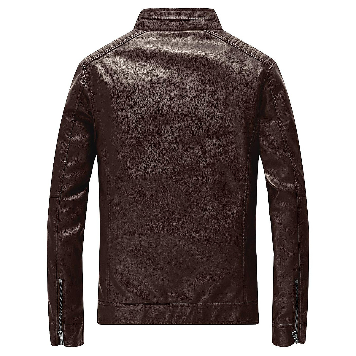 Fairylinks Leather Jacket Men Lightweight Bomber Jackets and Coats, Coffee, Medium