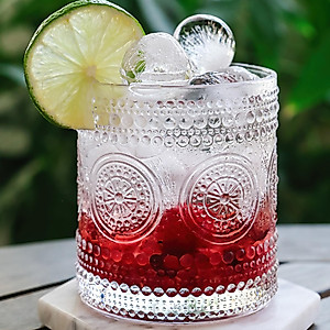 Kate Aspen Hobnail Beaded Floral Clear Drinking Glasses Set of 6, (10 oz) Vintage Glassware Set Cocktail Glass Set, Juice Glass, Water Cups | Great Hostess Gift & Gift for New Home Owners