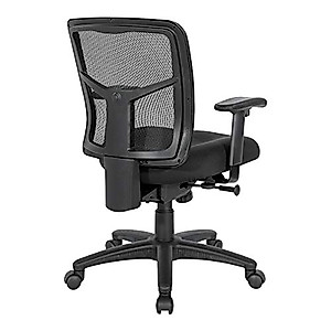 Office Star ProGrid Breathable Mesh Back Manager's Office Chair with Built-in Lumbar Support and Height Adjustable Padded Arms, Coal FreeFlex Fabric
