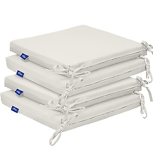 INFBLUE Indoor/Outdoor Chair Cushions Set of 4 Chair Pads Water Resistance Square Corner Outdoor Cushions for Patio Furniture - Patio Chair Cushions with Ties