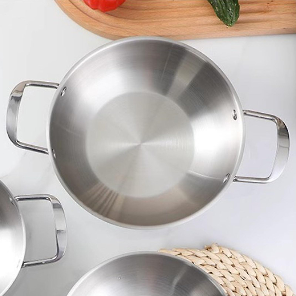 Korean Ramen Pot, Stainless Steel Ramen Cooking Pot with Double Handles, Fast Heating Noodle Pot for Soup Noodle Pasta(Original 20cm)