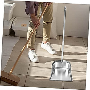 MOBUTOFU Stainless Steel Trash Shovel Long Handle Dustpan Household Dustpans Standing Dustpan Practical Dustpan Heavy Duty Dust Pan Dustpan for Cleaning Commercial Broom Tin Dustpan