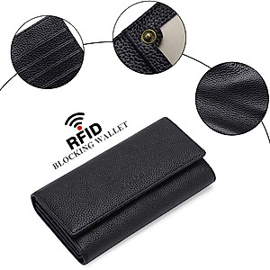 GOIACII Women's Wallet RFID Blocking Genuine Leather Large Capacity Card holder Ladies Clutch purses for women