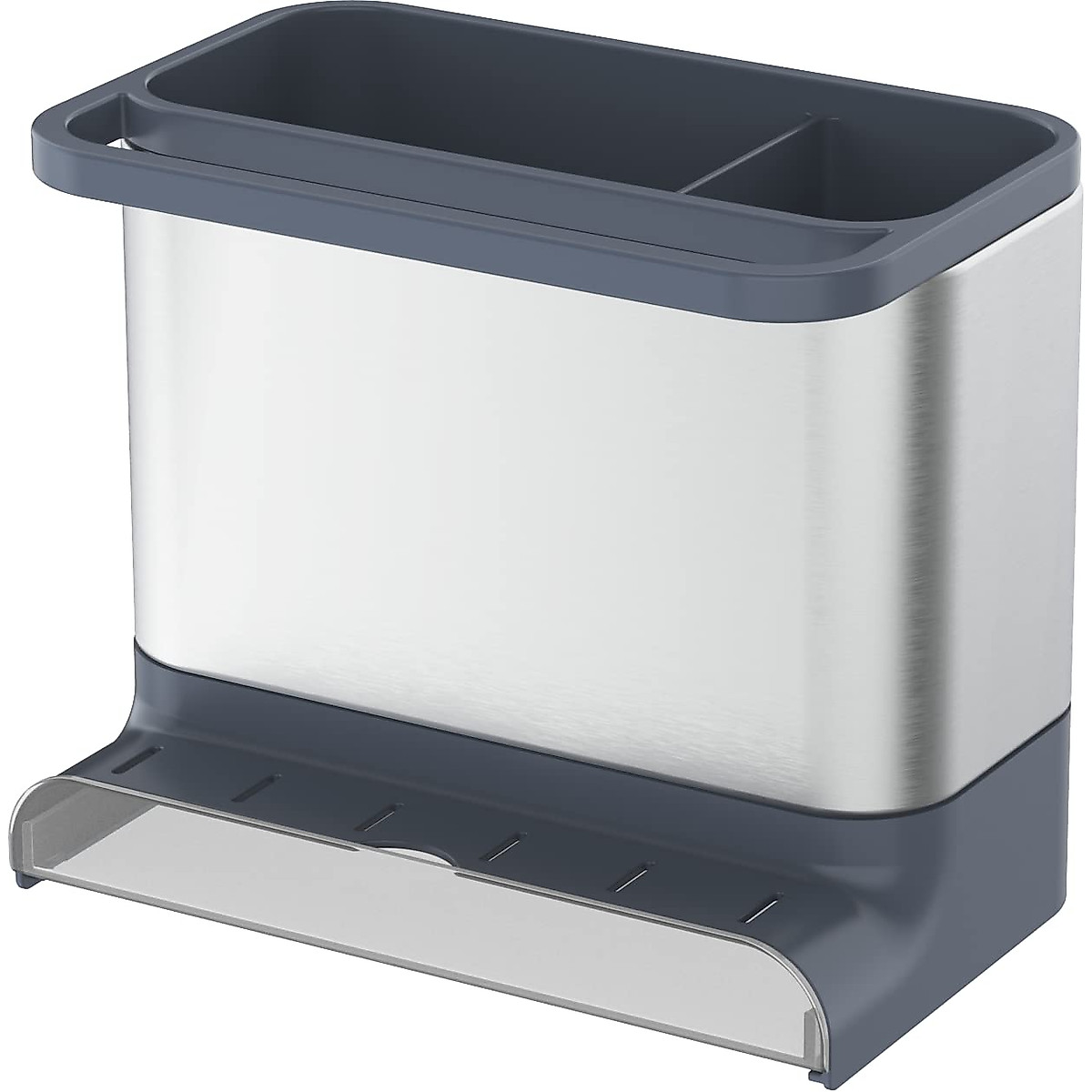 CLEARNEXT Brushed Stainless Steel Sink Caddy with Towel and Utensil Holder with Drip Tray, for Brush, Sponge, and Flatware Crock | for Kitchen or Bathroom