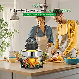 18 Quart Convection Countertop Air Fryer - See through Glass for Best Cooking Results - Air Fryer, Roaster, Bake, Grill, Steam & Roast - Includes Glass Bowl, Broil Rack & Toasting Rack