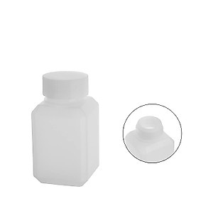 Bettomshin 3Pcs Wide Mouth Reagent Bottles, 74x20mm/2.91x0.79"(HxID)60ml PE Plastic Empty Liquid Sealing Bottle, Square Light Mouth Container Lab Solid Sample Storage White Translucent with Screw Cap