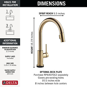 Delta Faucet Trinsic Touch Kitchen Faucet with Touchless Technology, Kitchen Faucet with Pull Down Sprayer, Gold Kitchen Sink Faucet, Touchless Kitchen Faucet, Champagne Bronze 9159TL-CZ-DST