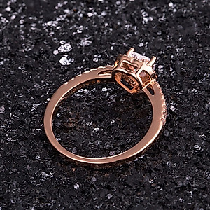 MDFUN Luxurious 18k Gold Plated Cubic Zirconia Wedding Engagement Rings Eternity Bridal Band Halo Rings (A-rose gold plated, 7.5)