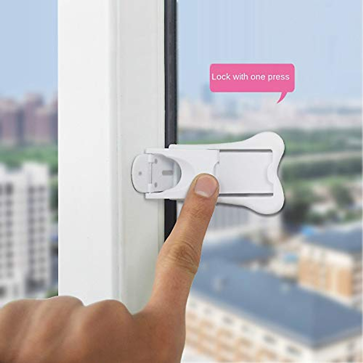QWEQWE Sliding Door Lock for Child Safety - Baby Proof Doors & Closets. Childproof Your Home with No Screws or Drills,Child Safety Window Stopper(Set of 2, White)