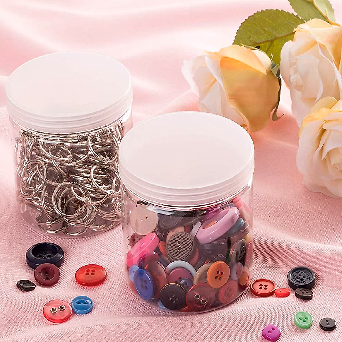 OJYUDD 12 Pack Clear Plastic Jars with Lids,Plastic Containers with Lids for Cosmetics, Lotions, Body Butters, Slime & Beauty Products(9.5 oz)