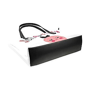 Large Work Tote Bags Women's PU Leather Fashion Cute Strawberry Handbags Shopper Bag Casual Bag