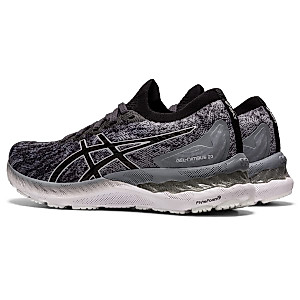 ASICS Women's Gel-Nimbus 23 Knit Running Shoes, 8, Sheet Rock/Black