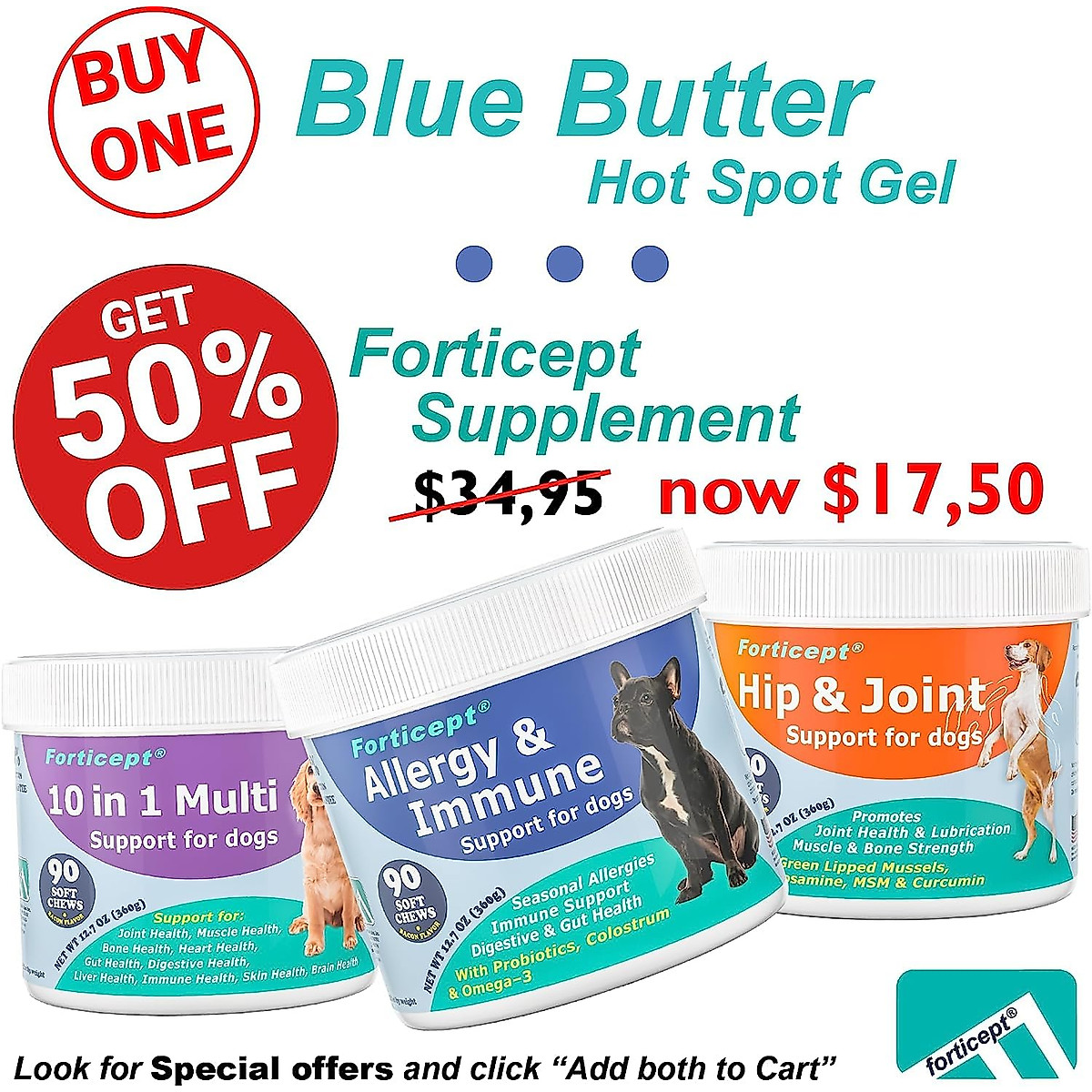 Forticept Blue Butter – Hot Spot Treatment for Dogs & Cats | Dog Wound Care | Skin Yeast Infections, Ringworm, Cuts, Rashes, First Aid Veterinary Strength Topical Ointment 4oz