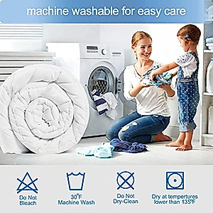 Cozynight Down Alternative Comforter-All Season Queen Comforter Duvet Insert with Corner Tabs-Breathable-Diamond Stitched Reversible White Comforter 90x90 inches