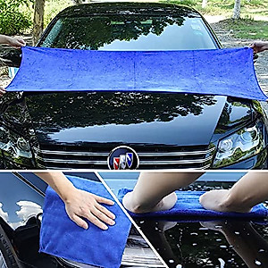 Lusaya Multipurpose Microfiber Towel,Professional Grade car wash Towels ( 2 Pieces 27.5 x 65 ) , Super Absorbent Microfiber Car Towel, for Car, Truck, Locomotive, Yacht，Special Motor Vehicle(Blue, 2)