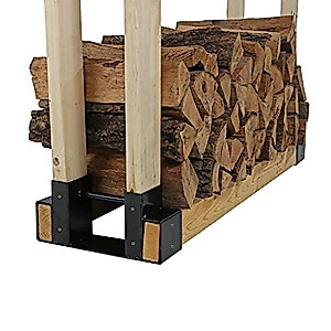 WANLISELL Firewood Log Bracket, 2 Pack Outdoor Firewood Rack Brackets Kit, Adjustable Log Rack Holder for Wood Storage