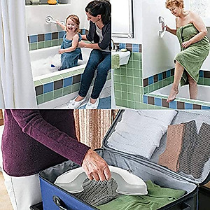 Shower Handles - 12’’ Youmotu Shower Safety Bars Suction for Elderly/Seniors Handicap Bath Handles for Tub for Bathroom Walls Gray (2-Pack) (1)