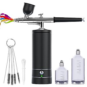 Airbrush-Kit Rechargeable Cordless Airbrush Compressor - Auto Handheld Airbrush Gun, Airbrush Set Portable Wireless Air Brush for Nail Art, Barber, Cake Decor, Makeup, Model Painting (Dark Night)