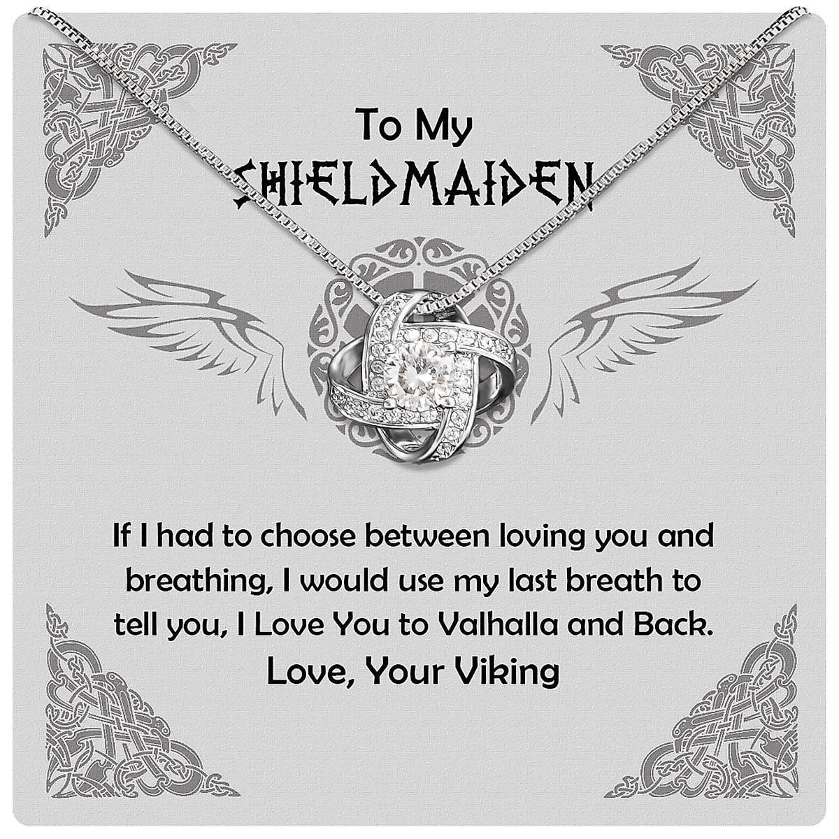 Shieldmaiden Necklace, Viking Jewelry For Women, Last Minutes Gifts For Her, Wife, Future-Wife, Soulmate, Girlfriends, Fiance From Him Husband, Boyfriends On Mother's Day, Birthday, Anniversary