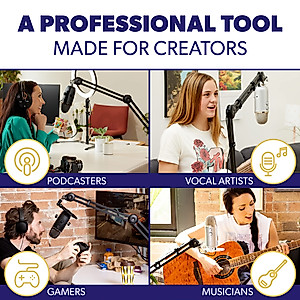 AUPHONIX PRO Mic Arm Stand – Microphone Scissor Boom & Clamp - Compatible with Standard Shock Mounts - Microphone Stand for Desk or Table