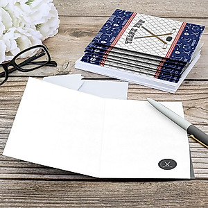 Big Dot of Happiness Shoots and Scores - Hockey - Baby Shower or Birthday Party Thank You Cards (8 Count)