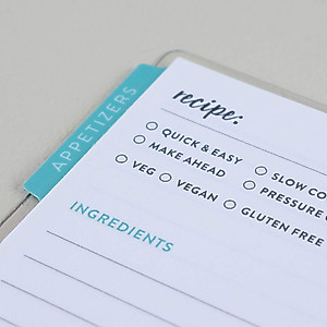 Erin Condren Spiral Coiled Recipe Prompted Notebook - Metallic Wet-Erase Interchangeable Designer Cover with 160 Pages, 80 Sheets of Heavy 80# Mohawk Paper