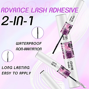 GAQQI Lash Bond and Seal, Lash Cluster Glue for DIY Lash Extensions, 48 Hours Long Lasting Waterproof Lash Adhesive Glue, Non-irritating Flase Lashes Glue for Sensitive Eyes (White Bond)