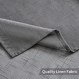 MIULEE 2 Panels Natural Linen Semi Sheer Window Curtains Elegant Solid Dark Grey Drapes Grommet Top Window Voile Panels Linen Textured Panels for Bedroom Living Room (52X96 Inch)