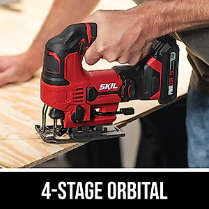 SKIL PWR CORE 20V 7/8 Inch Stroke Length Jigsaw Includes 2.0Ah PWR CORE 20 Lithium Battery and Charger - JS820302