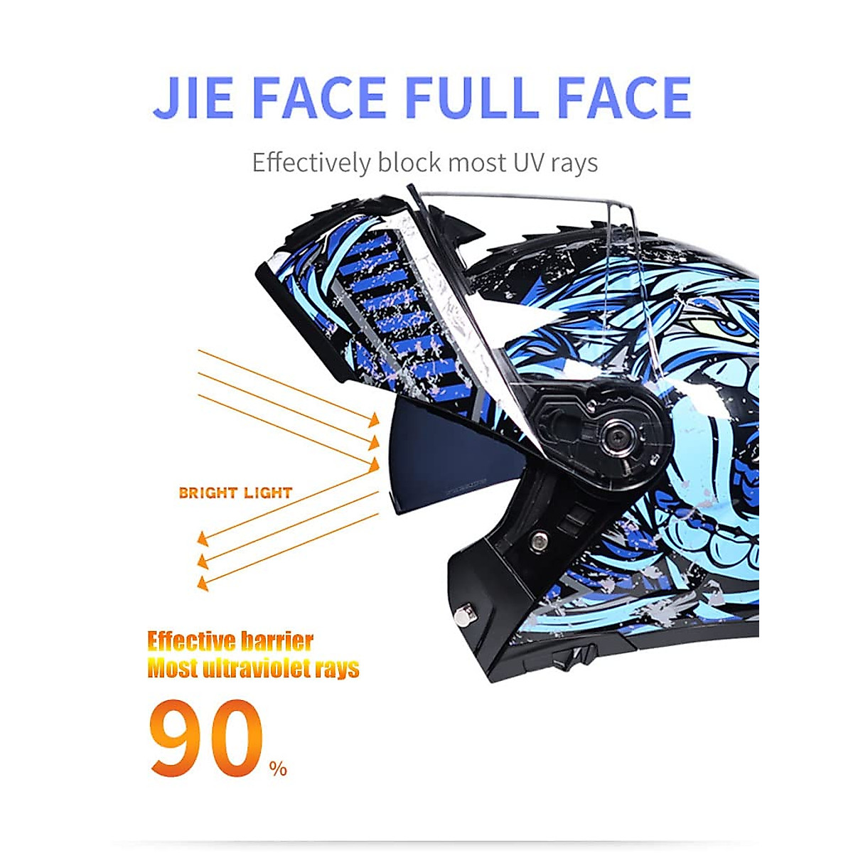 DOT Certified Cool Modular Motorcycle Full Face Helmets with Dual Visor, Adults Men Women Flip up Motorbike Cool Girls Helmet for Street Dirt Bike ATV Motocross Racing Protection Helmet -G-XXXL