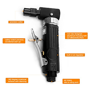 YON.SOU. Air Die Grinder - 1/4" with 22 pcs 2-inch roll lock sanding discs, Right Angle, 20,000 RPM, Pneumatic Power, 90 Degree,Small, air die grinder kit