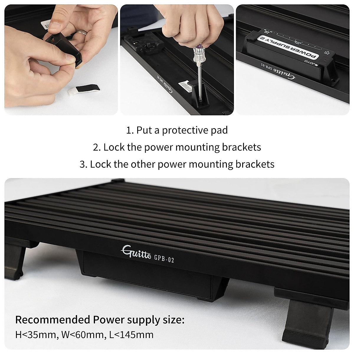 Guitar Pedalboard - Guitto Fixture Blocks Fixed Effects Pedal board Aluminum Alloy Super Light with Carry Bag, No More Velcro (GPB-02 Medium Size: 51.7x33.2cm)